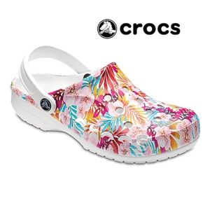 CROCS | Shoes | Crocs Hawaiian White Slip On Clog Sandal Shoes | Poshmark